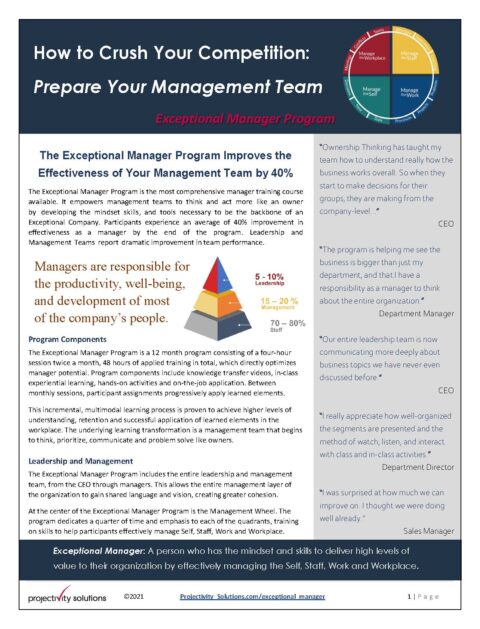 Exceptional Manager Program - Projectivity Solutions
